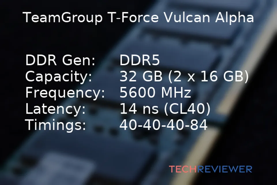Overview: TeamGroup T-Force Vulcan Alpha 32 GB DDR5-5600 CL40 RAM